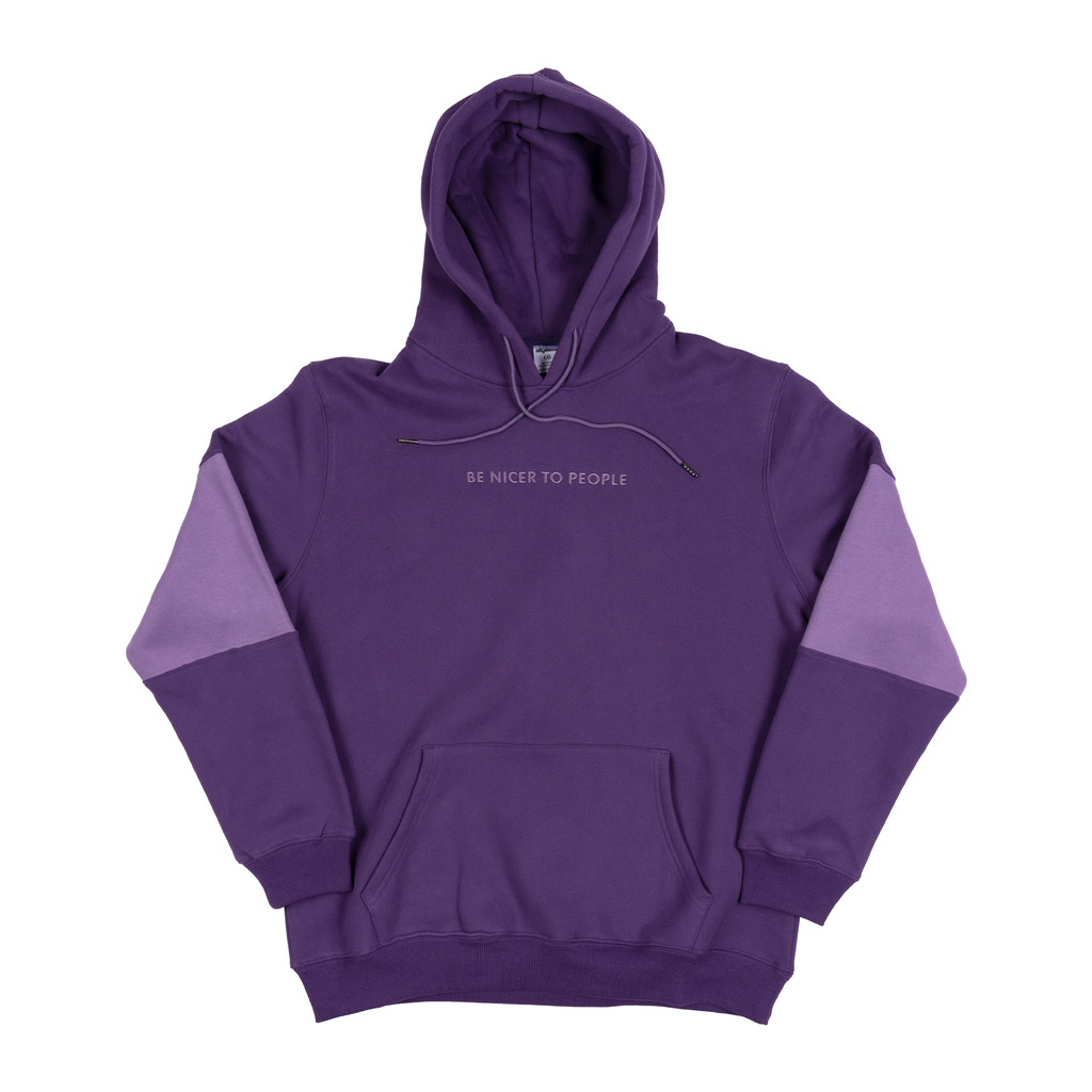 Be Nicer To People Colorblock Hoodie (Grape) | Mythical Store
